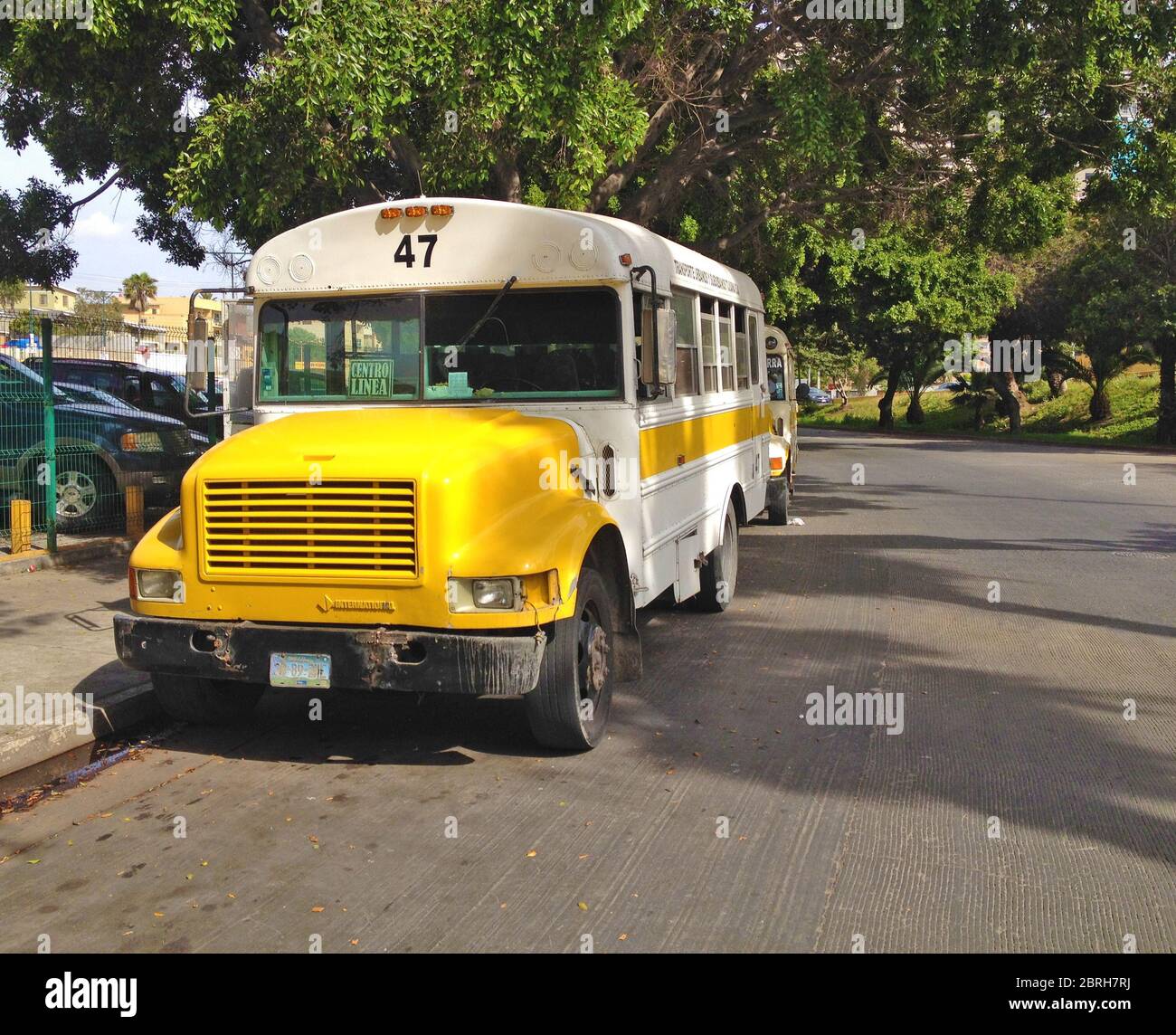TIJUANA, MEXICO - APRIL 25, 2017 - Typical yellow and white old-style ...