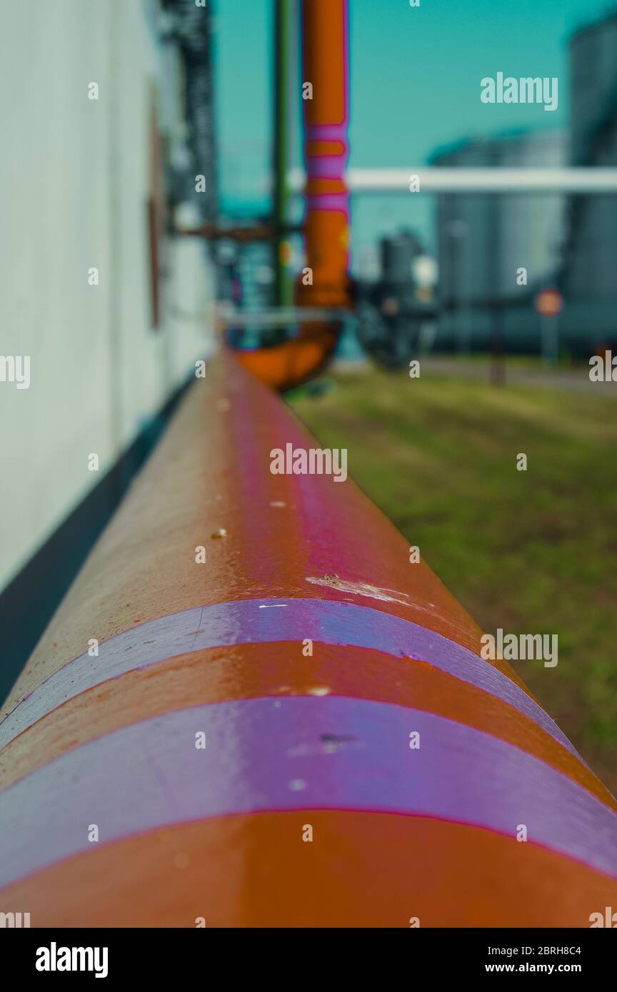 Pipeline and pipe rack of petroleum industrial plant. Offshore Industry ...