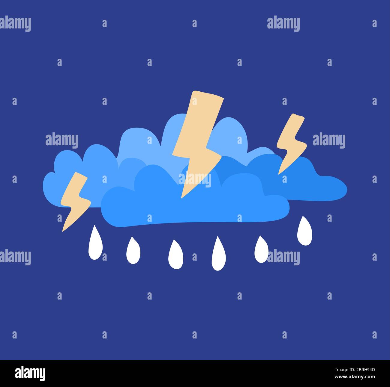 cloud with lightning and rain icon. Cartoon illustration of clouds with ...