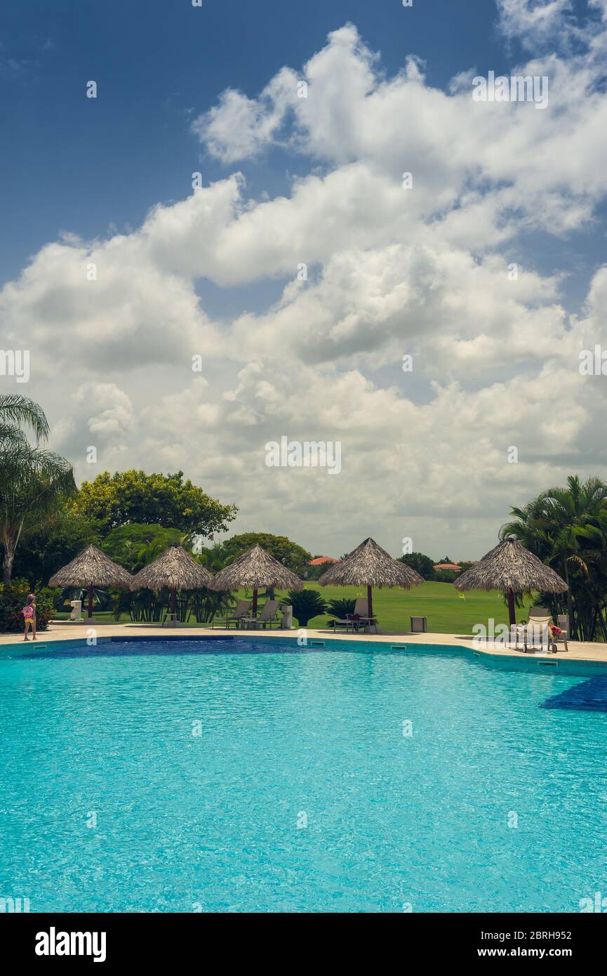 Outdoor resort pool Swimming pool of luxury hotel. Swimming pool in ...