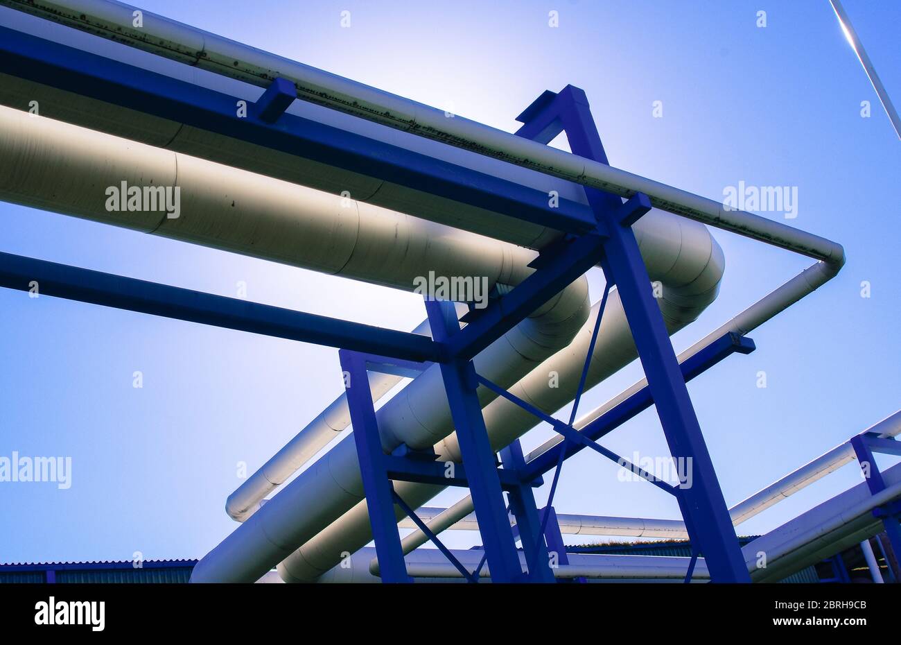 Pipeline and pipe rack of petroleum industrial plant. Offshore Industry ...