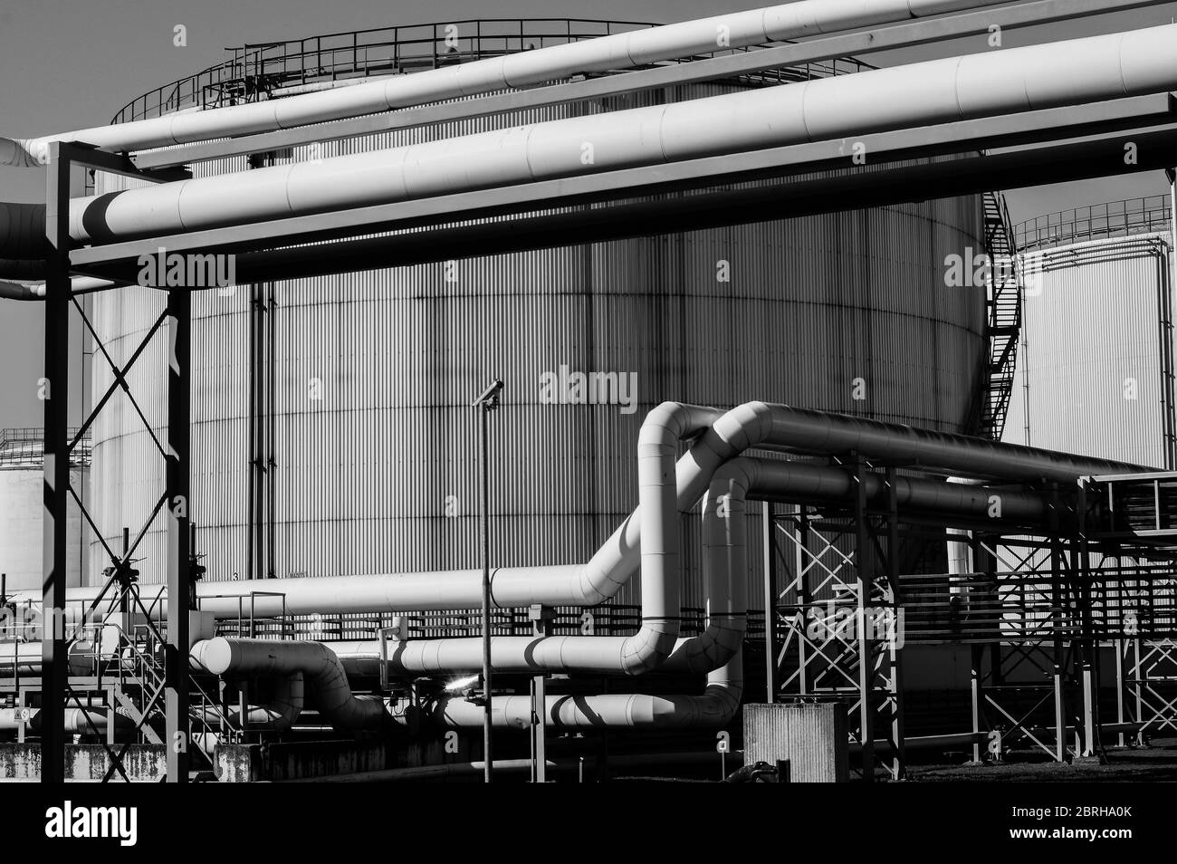 Pipeline and pipe rack of petroleum industrial plant. Offshore Industry ...