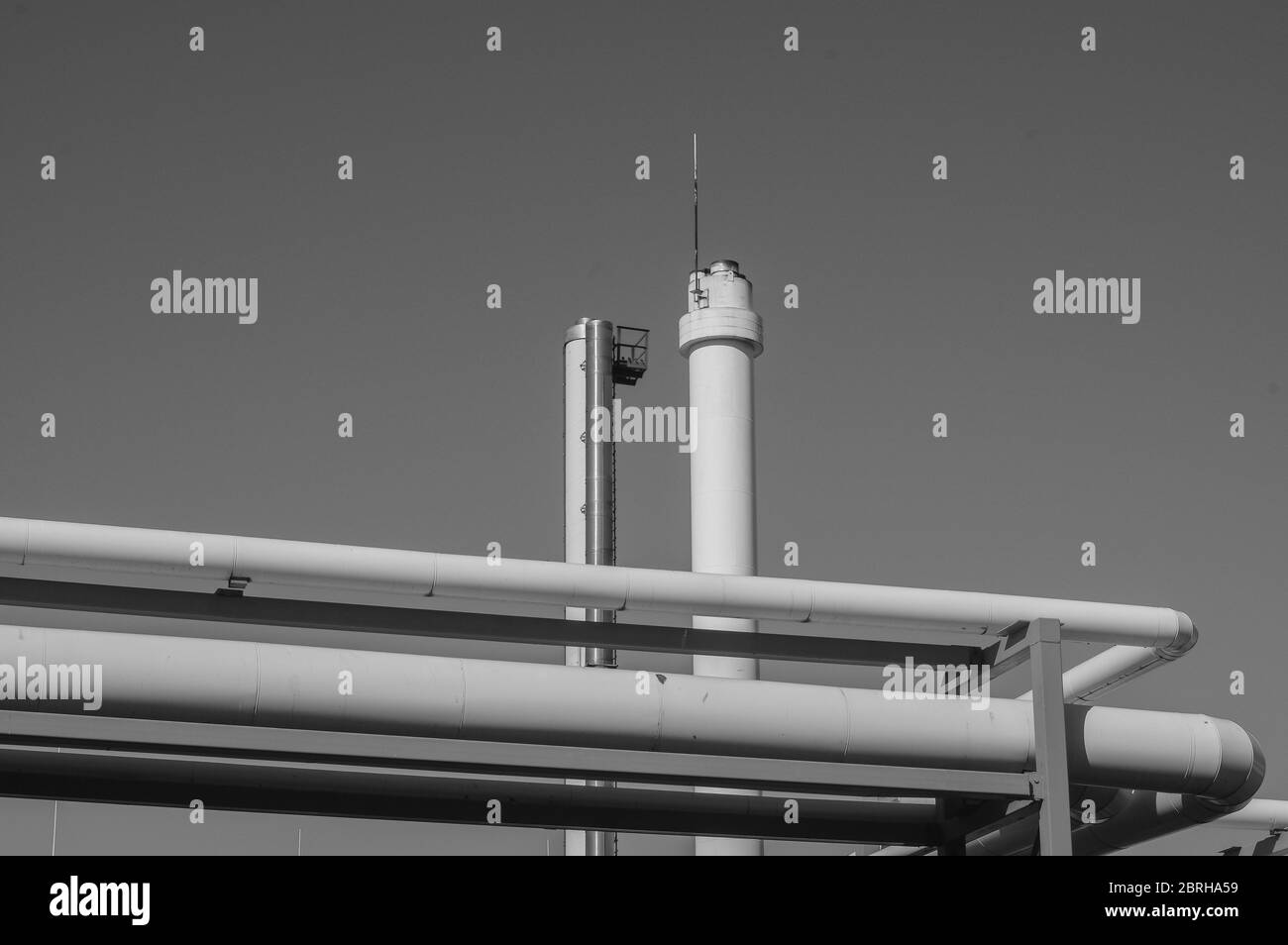 Pipeline and pipe rack of petroleum industrial plant. Offshore Industry ...
