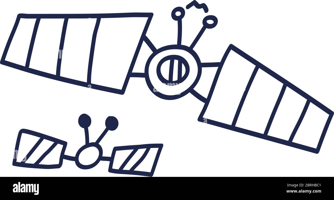 Hand drawn satellite doodle icon. Hand drawn vector illustration Sign in doodle style Stock ...
