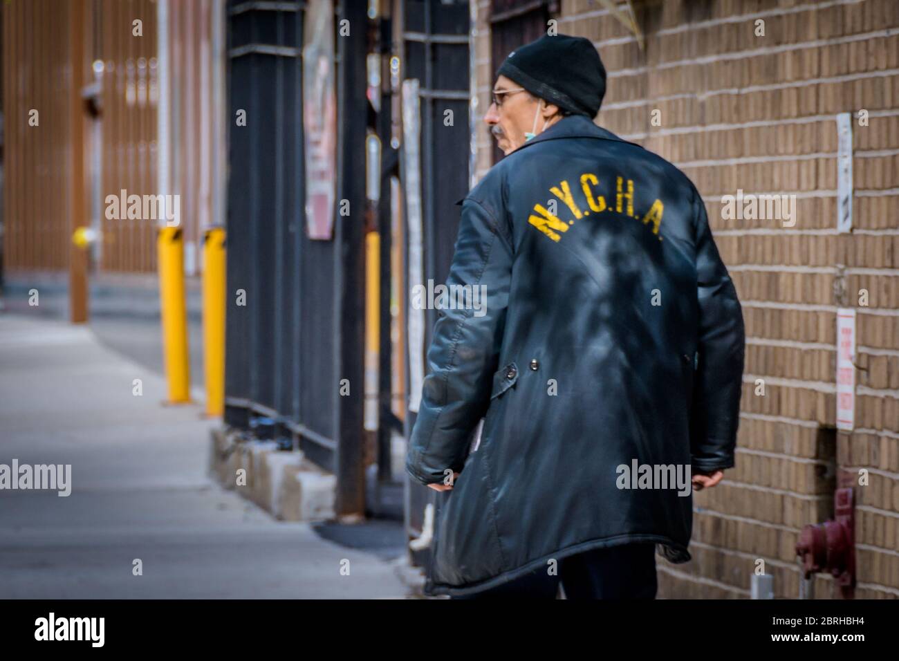 A NYCHA worker seen at Bushwick Houses housing project in Brooklyn. The ...