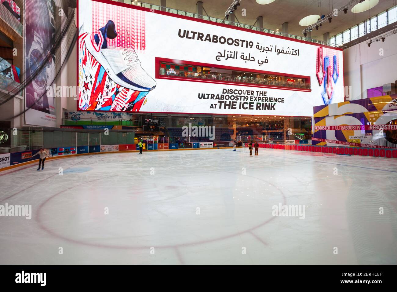 DUBAI, UAE - FEBRUARY 25, 2019: Ice Rink is located in the Dubai Mall ...