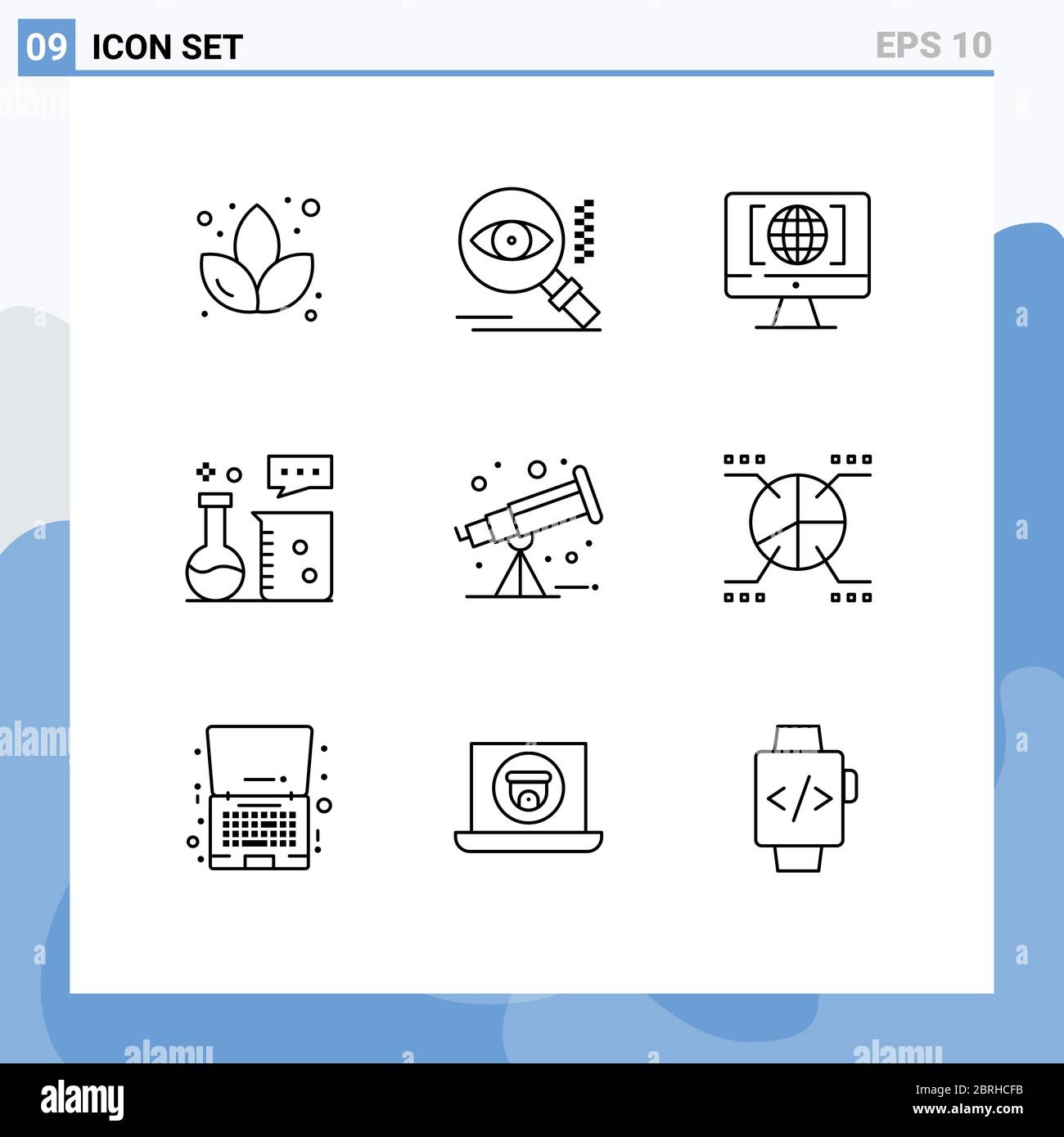 Set of 9 Commercial Outlines pack for space, science lab, internet, lab ...