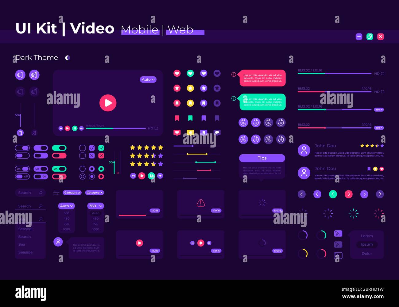 Video UI elements kit Stock Vector Image & Art - Alamy
