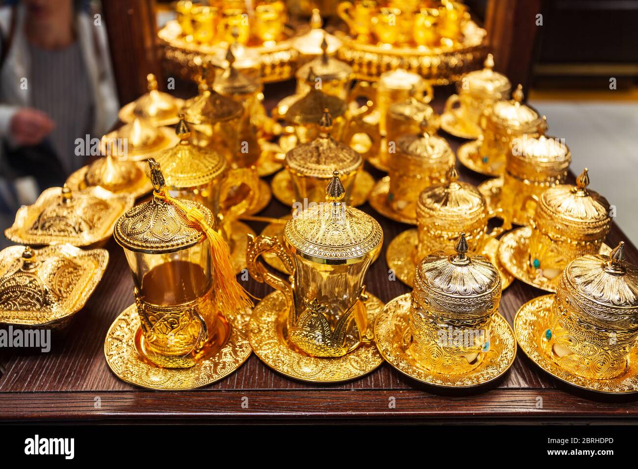 DUBAI, UAE - MARCH 02, 2019: Traditional arabic tea pot souvenir in the ...