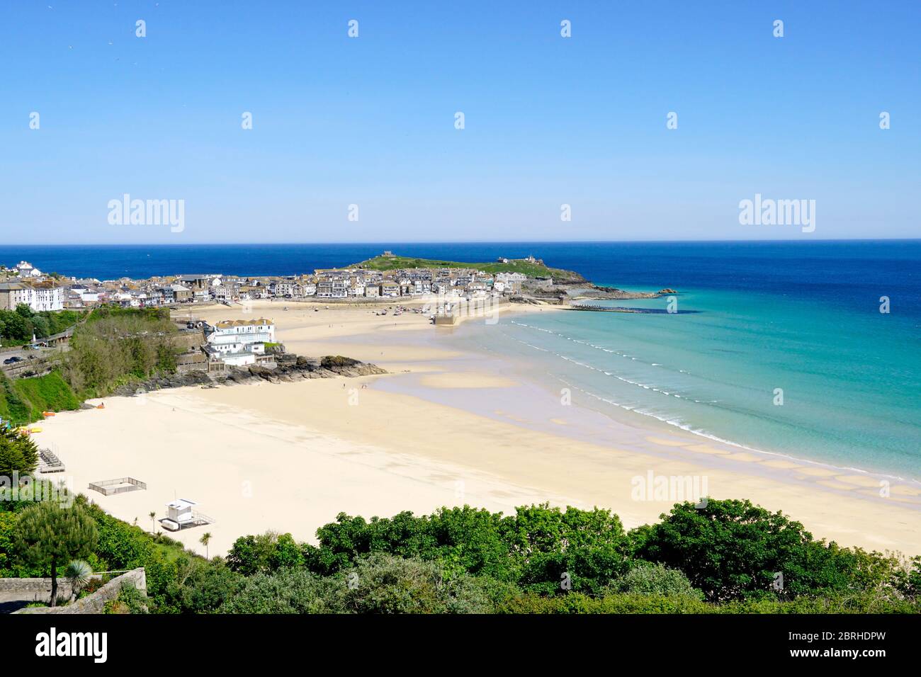 St Ives harbour overlooking Porthminster bay Stock Photo - Alamy