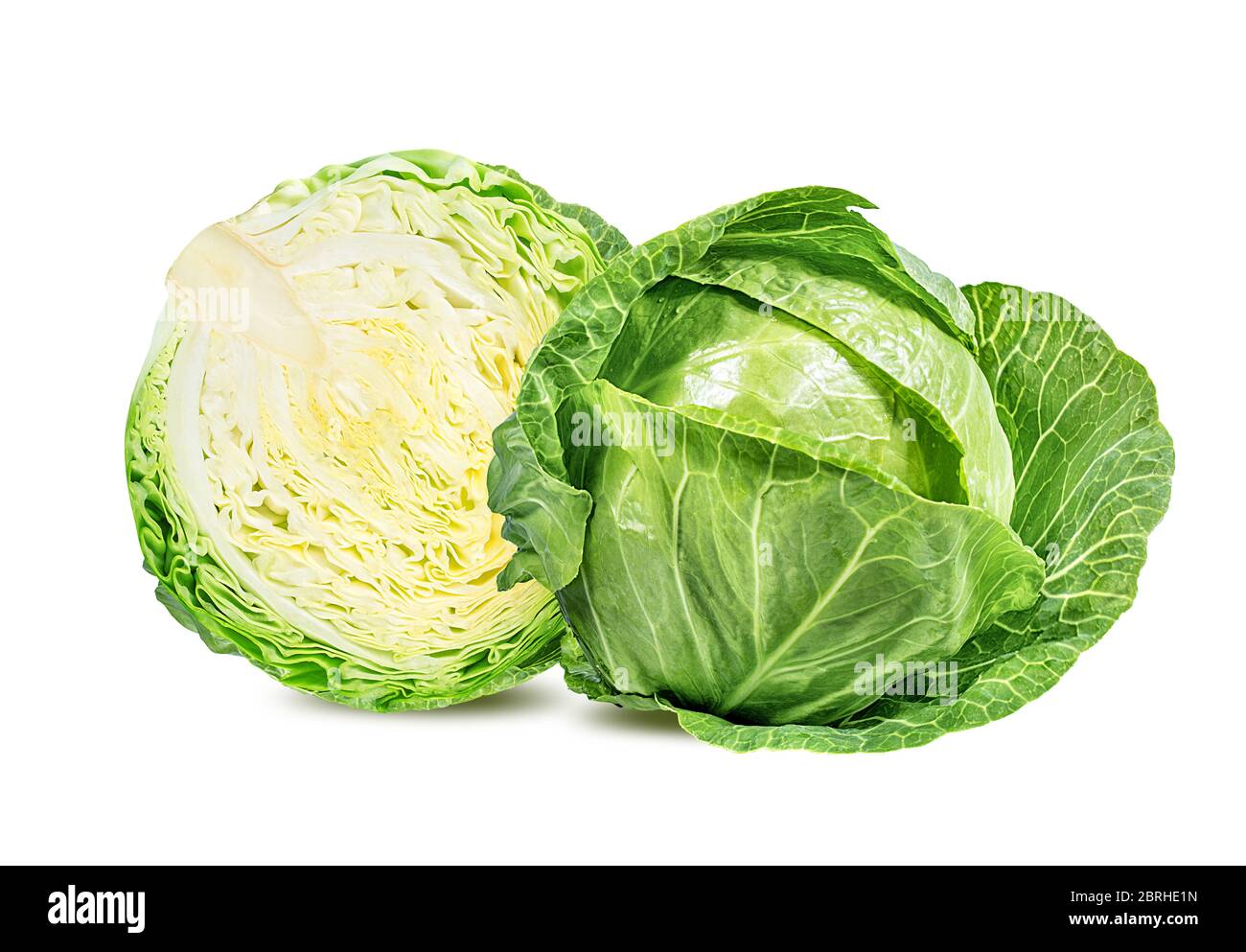Green cabbage isolated on white background Stock Photo - Alamy