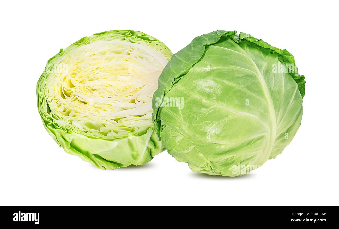 Green cabbage isolated on white background Stock Photo - Alamy