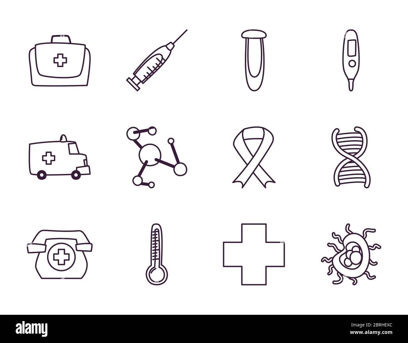 line style icon set design of Medical care health and emergency theme ...