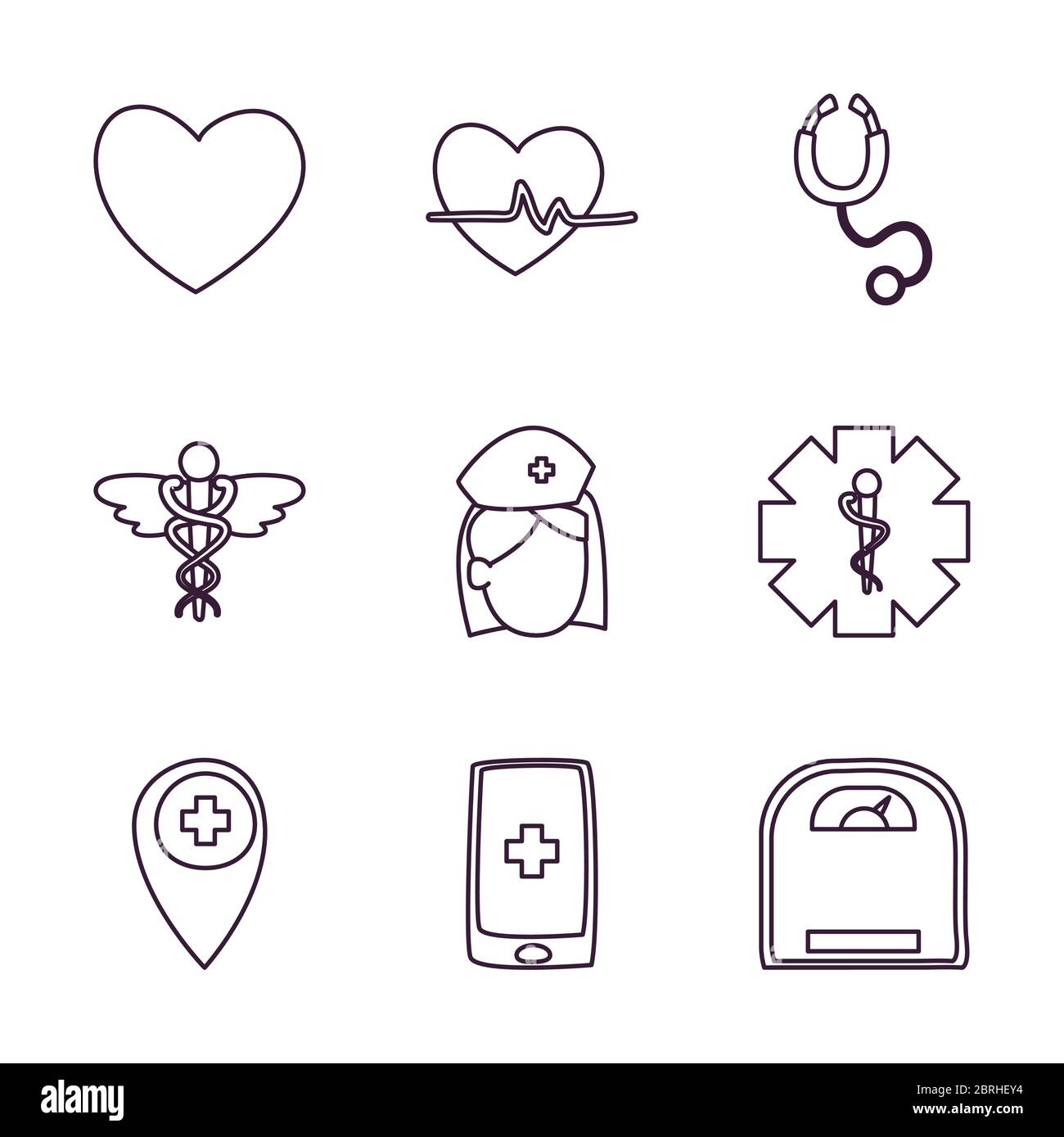 line style icon set design of Medical care health and emergency theme ...