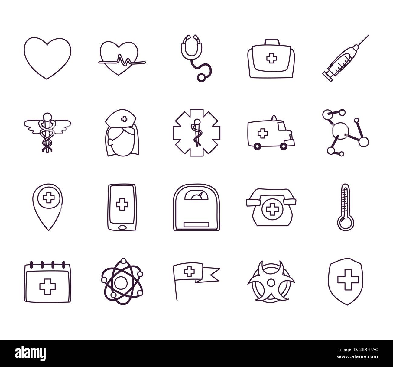 line style icon set design of Medical care health and emergency theme ...