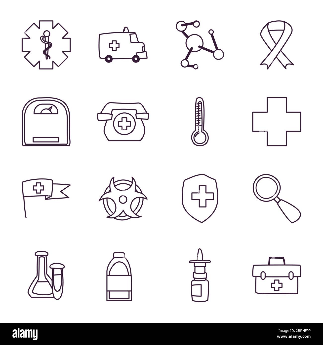 line style icon set design of Medical care health and emergency theme ...