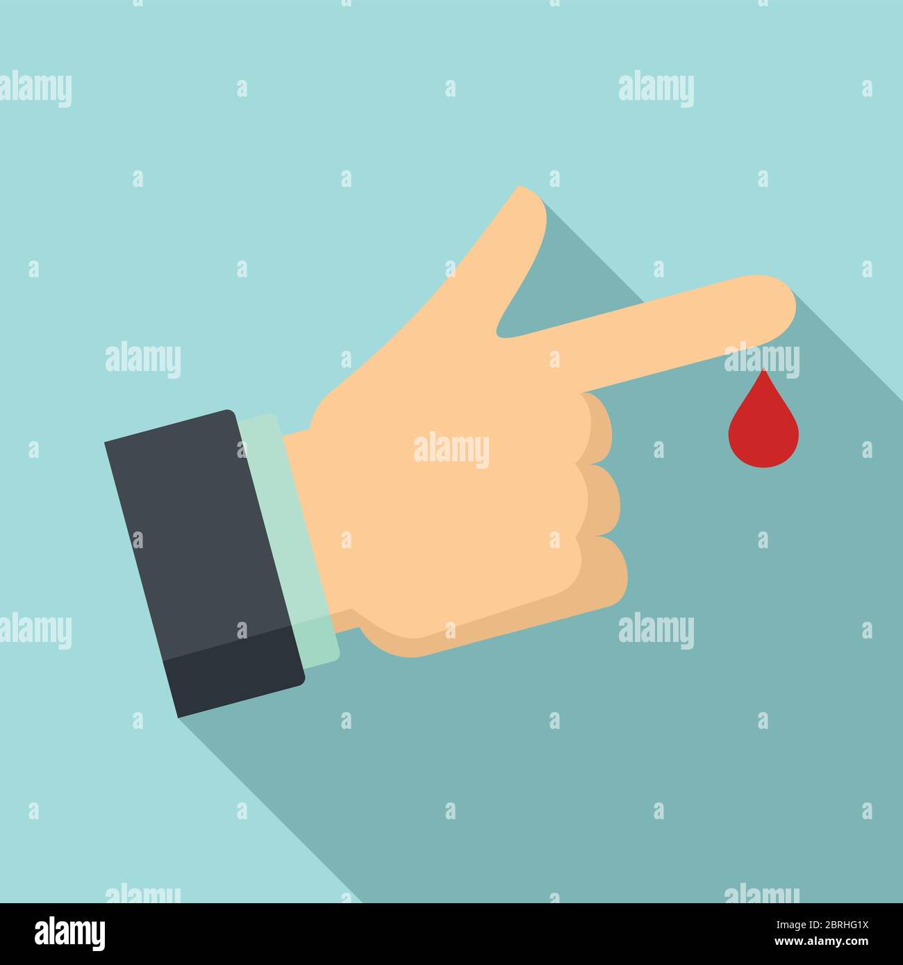 Finger drop blood icon. Flat illustration of finger drop blood vector ...