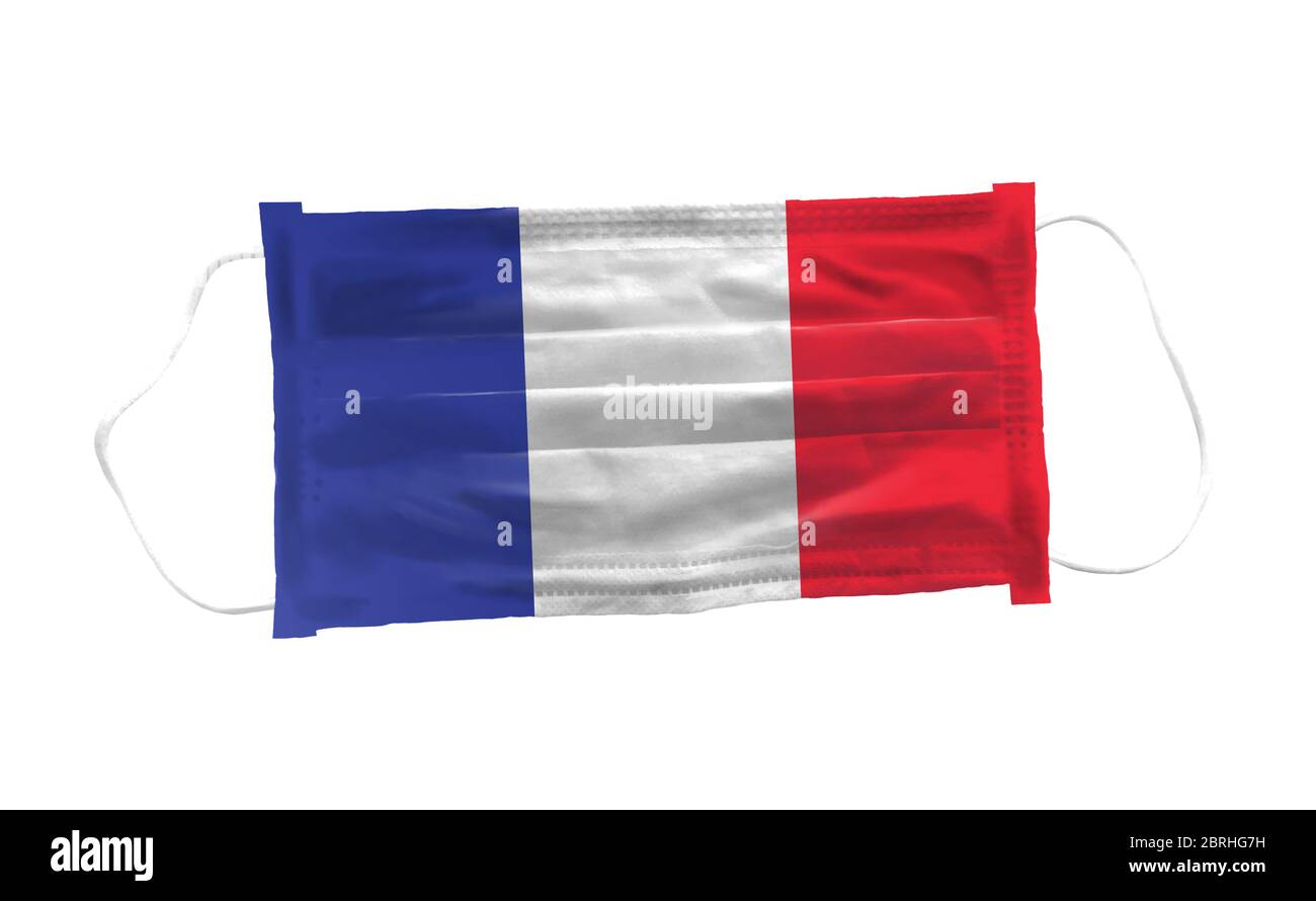 Medical mask with France flag pattern on white background, for corona ...