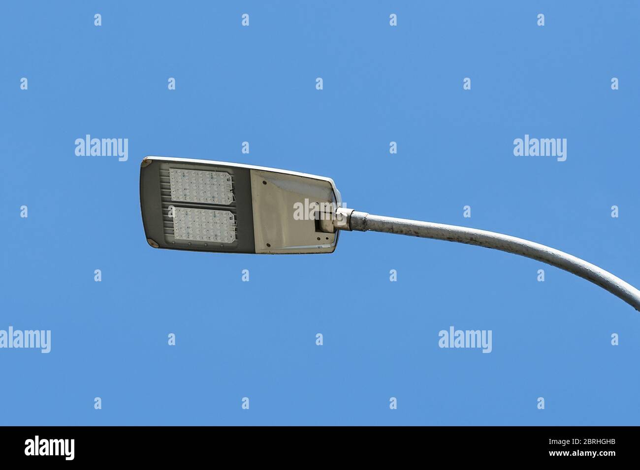 Led streetlight against clear blue sky background. Modern energy-saving ...