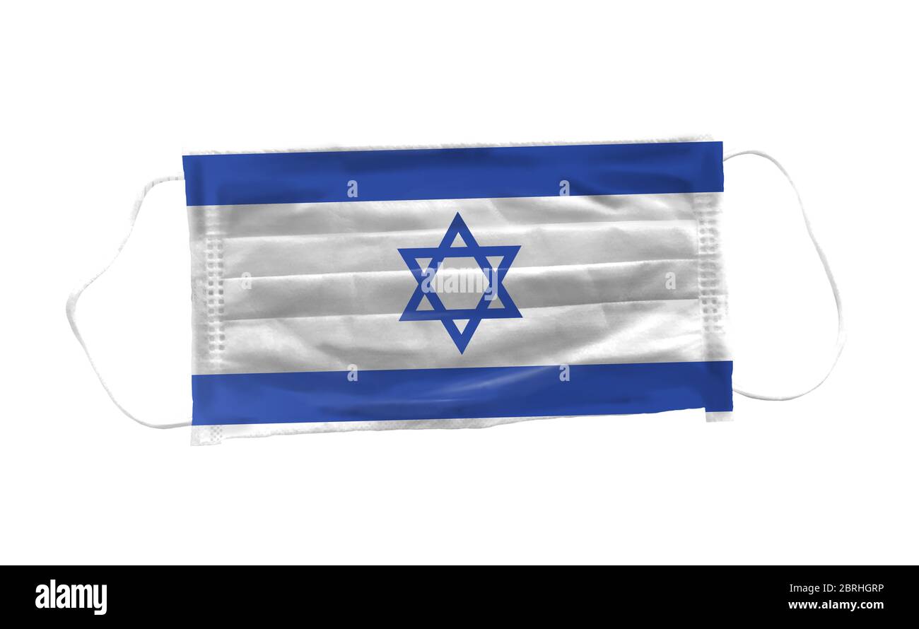 Medical mask with Israel flag pattern on white background, for corona ...