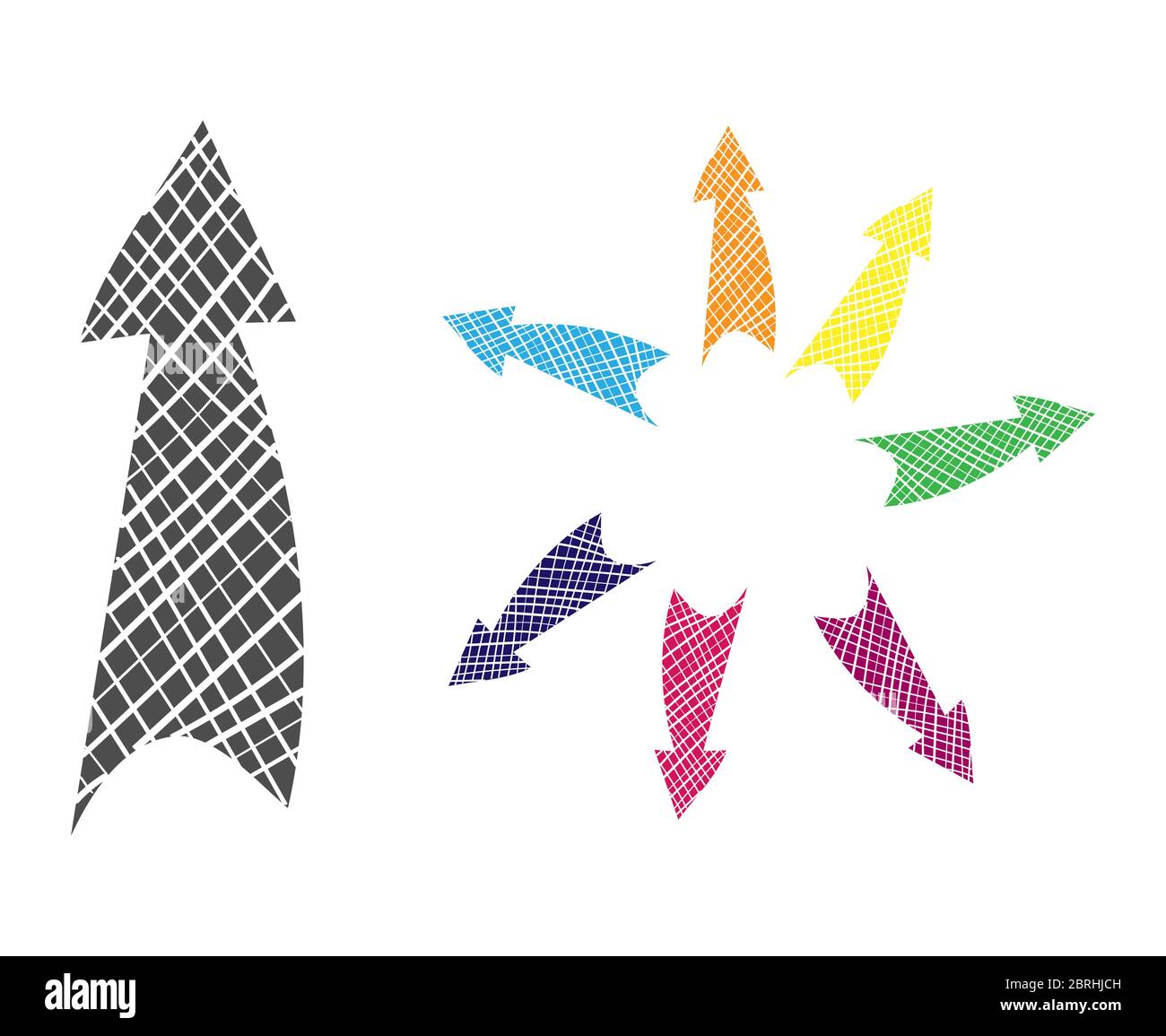 single color arrow set. Vector drawing in the Doodle style, isolated on ...