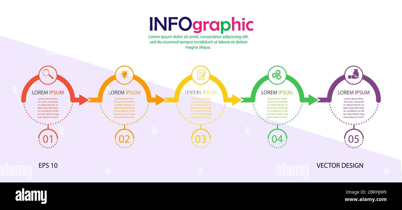 Infographics. Stock vector template of five stages. For web page design ...