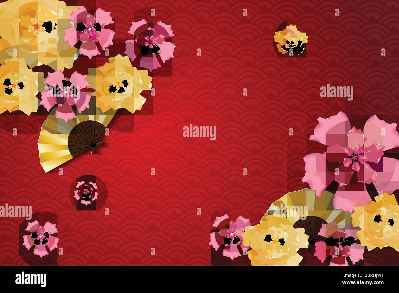 Paper art of Chinese traditional and asian elements template Background ...