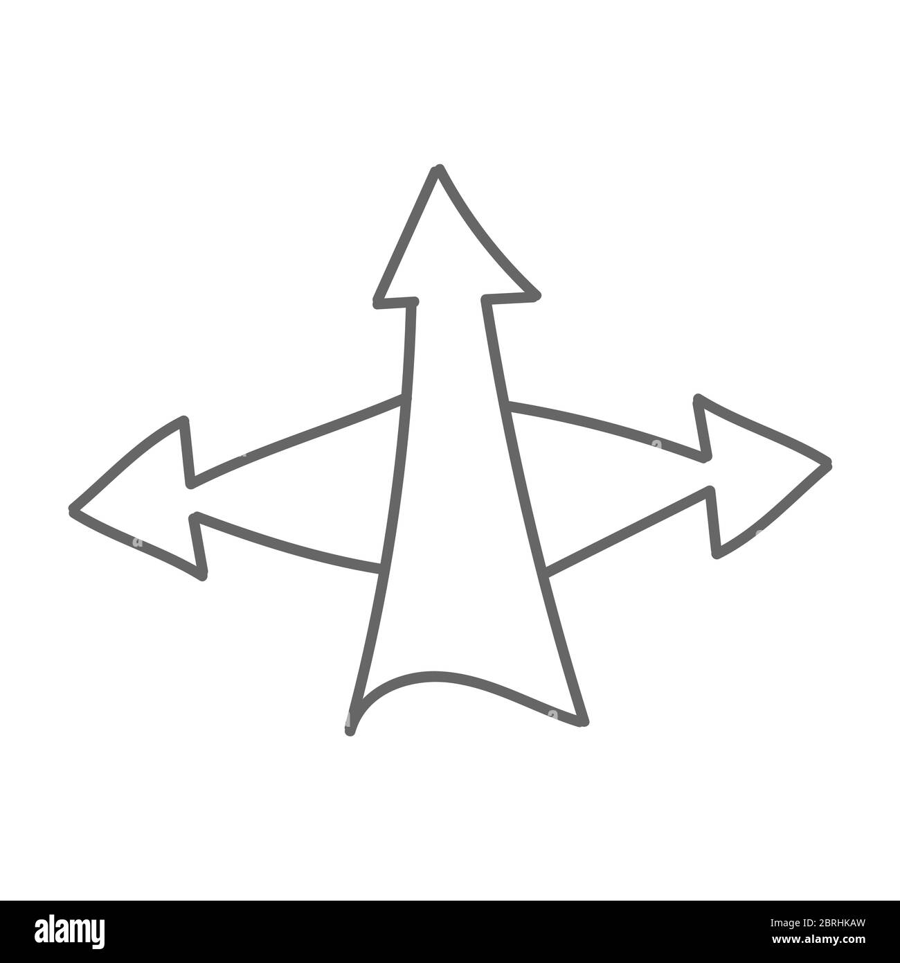 Triple arrow. Vector drawing in the Doodle style, isolated on a white ...