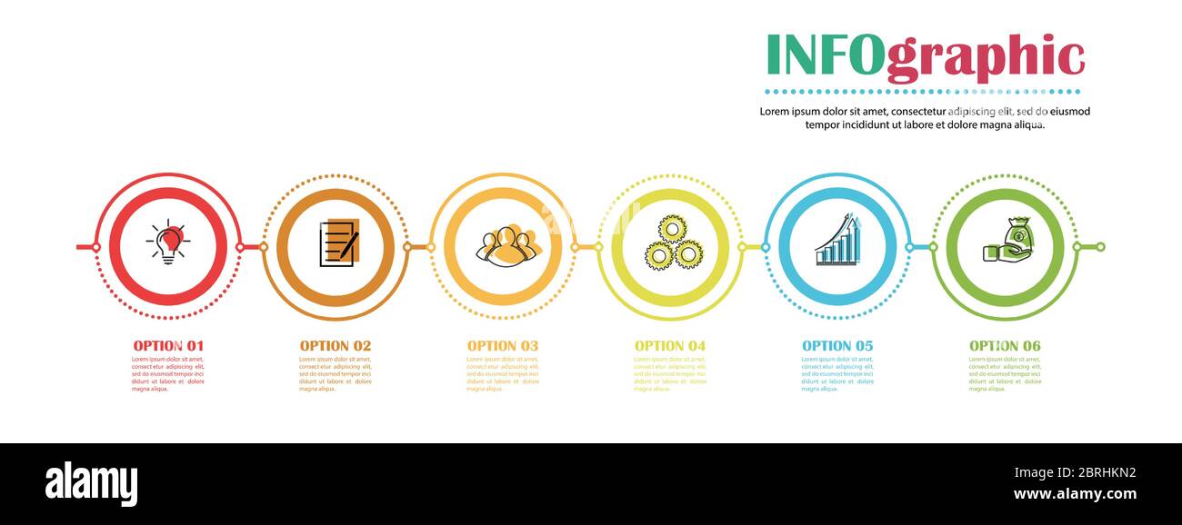 Infographics. Stock vector template of six stages. For web page design ...