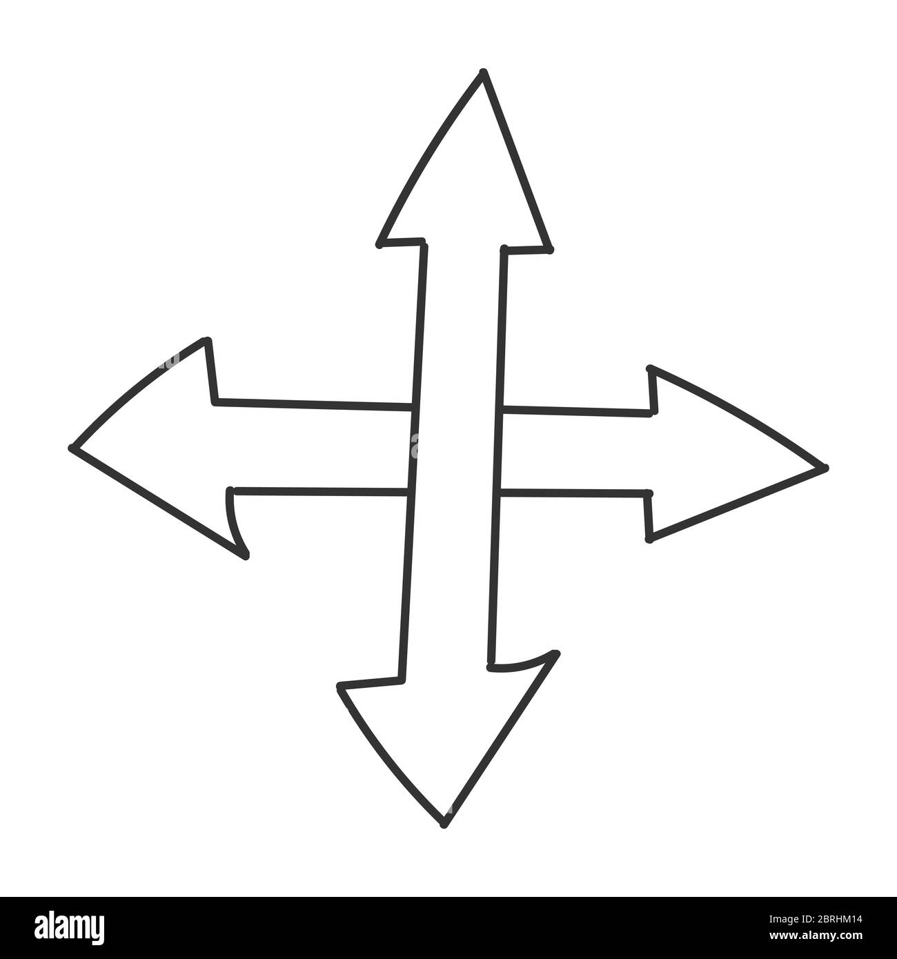 Double intersecting arrow. Vector drawing in the Doodle style, isolated ...