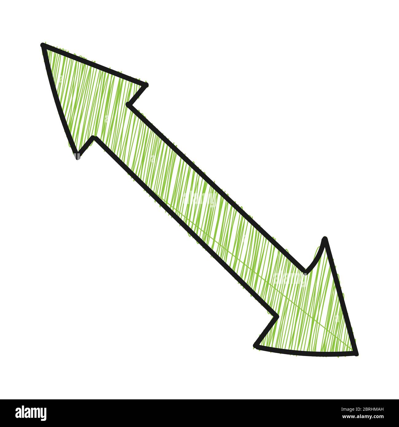 Two-way arrow with hatching. Vector drawing in the Doodle style ...