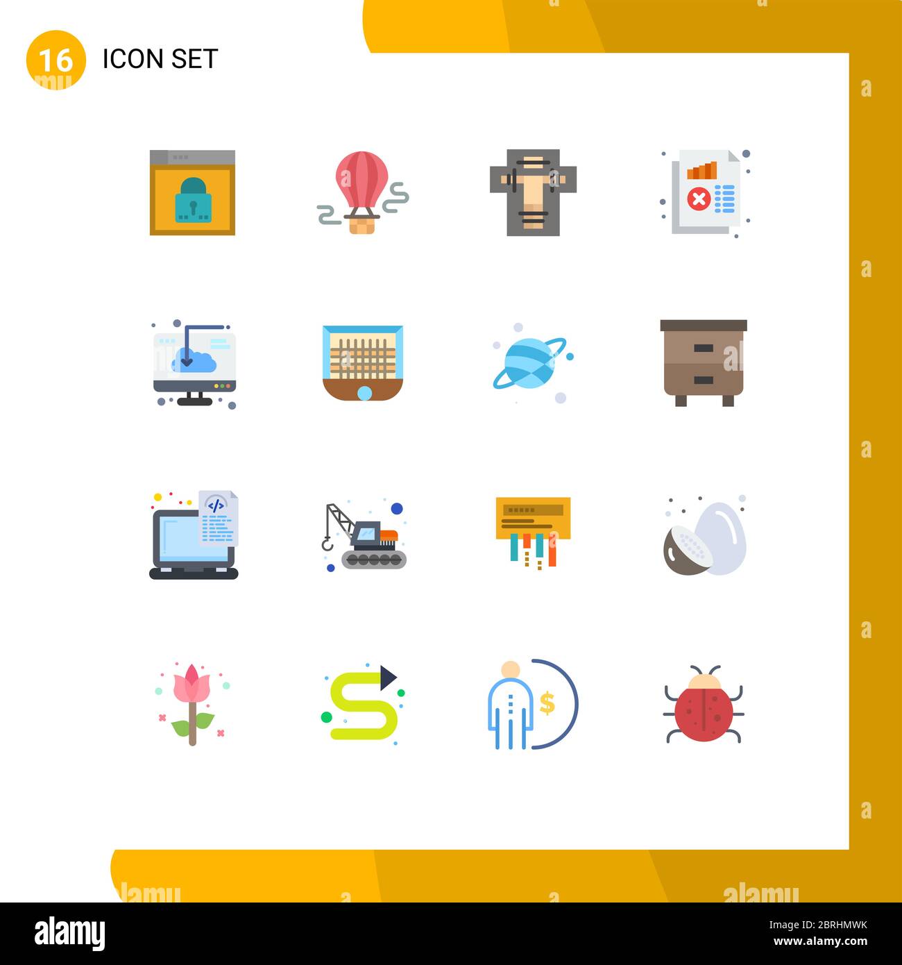 Mobile Interface Flat Color Set Of 16 Pictograms Of Chart Document Hot Penalty Decapitate
