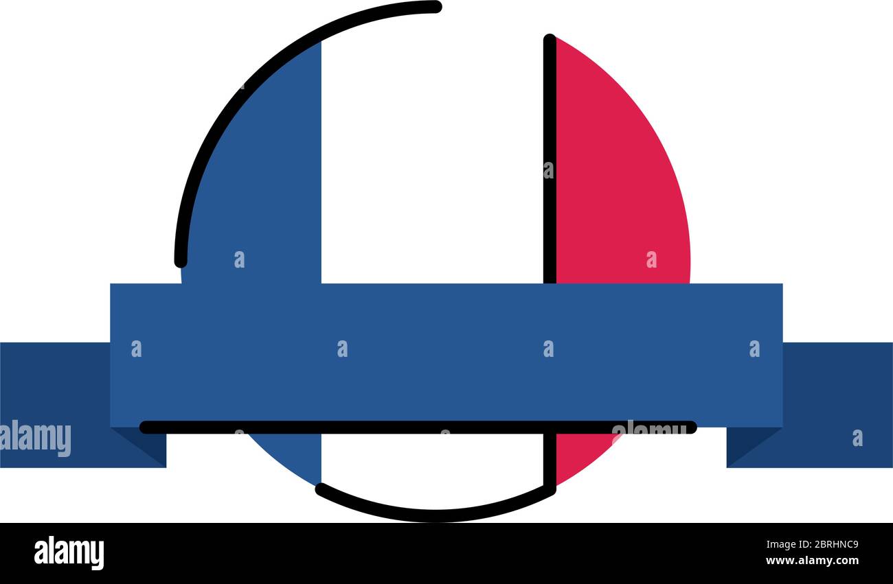 france seal stamp with ribbon line and fill style icon design, Bastille ...