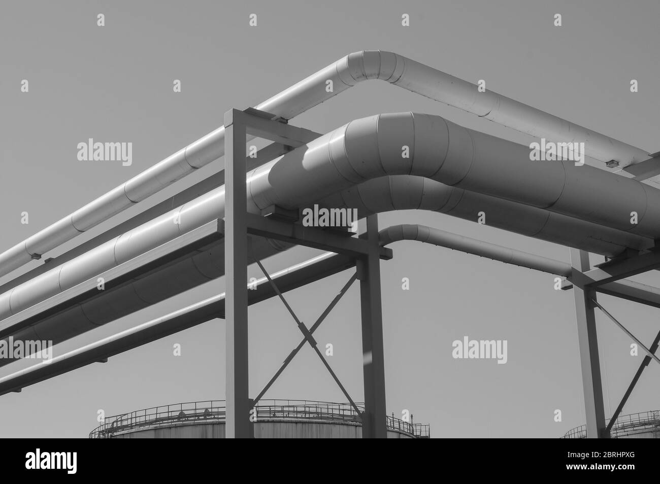 Pipeline and pipe rack of petroleum industrial plant. Offshore Industry ...