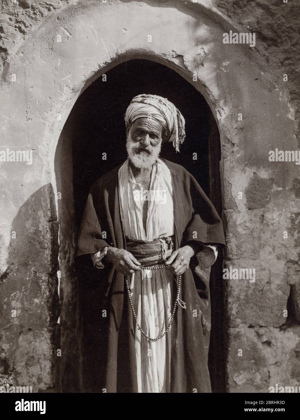 Vintage early 20th century photograph - village chief or sheikh with ...