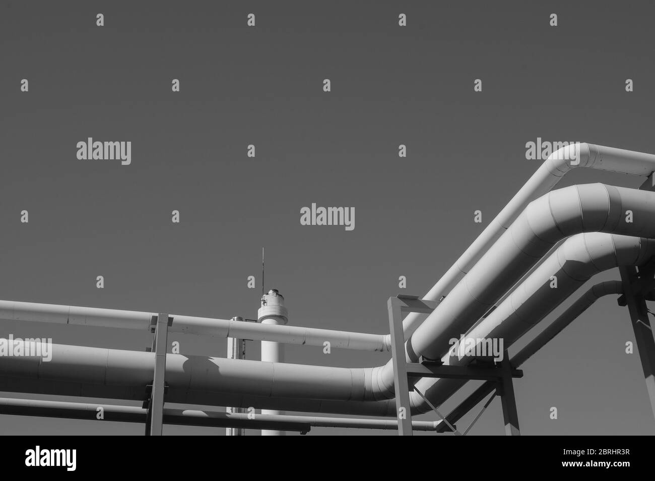 Pipeline and pipe rack of petroleum industrial plant. Offshore Industry ...