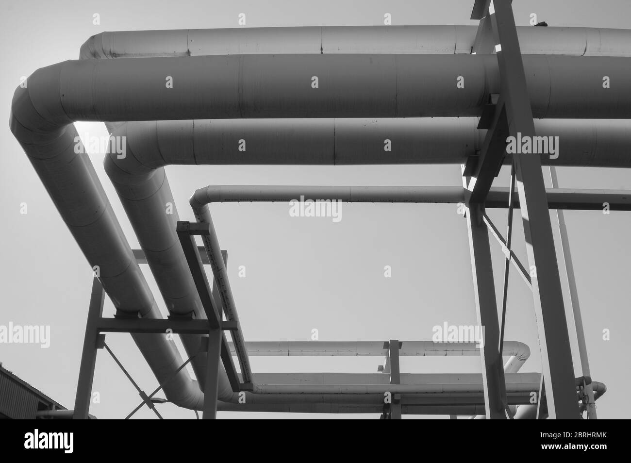 Pipeline and pipe rack of petroleum industrial plant. Offshore Industry ...