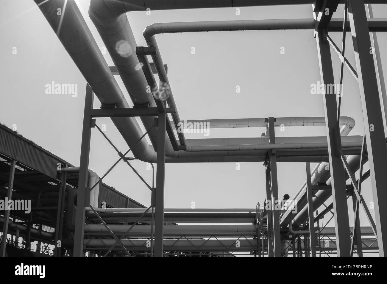 Pipeline and pipe rack of petroleum industrial plant. Offshore Industry ...
