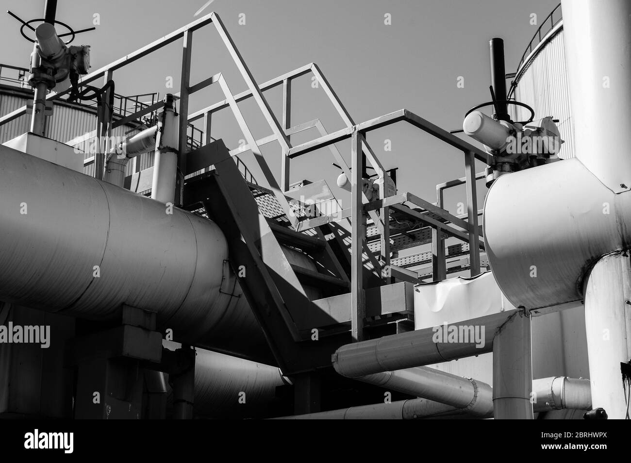 Pipeline and pipe rack of petroleum industrial plant. Offshore Industry ...