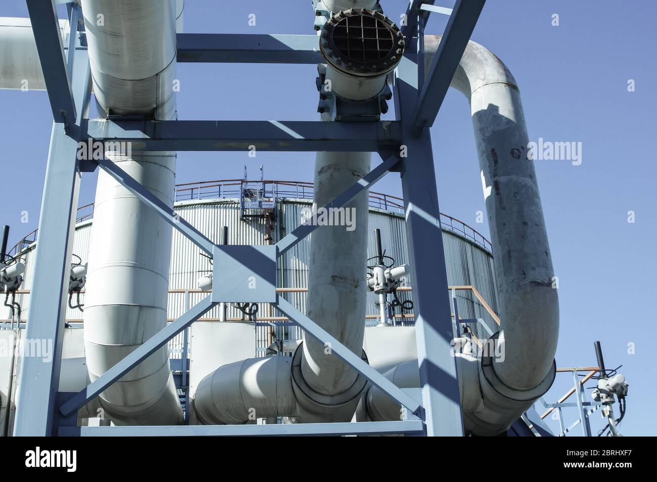 Pipeline and pipe rack of petroleum industrial plant. Offshore Industry ...