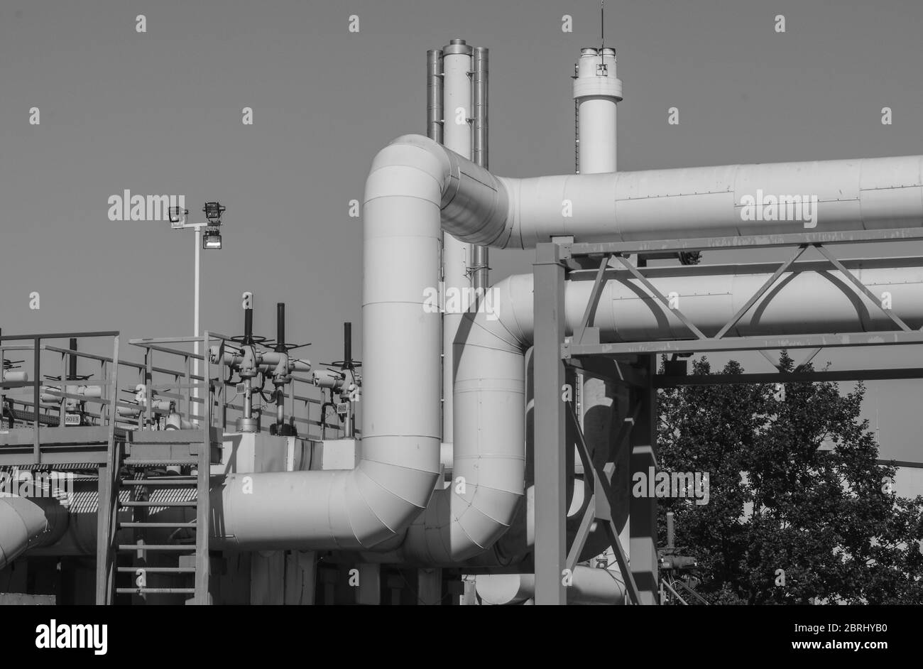 Pipeline and pipe rack of petroleum industrial plant. Offshore Industry ...