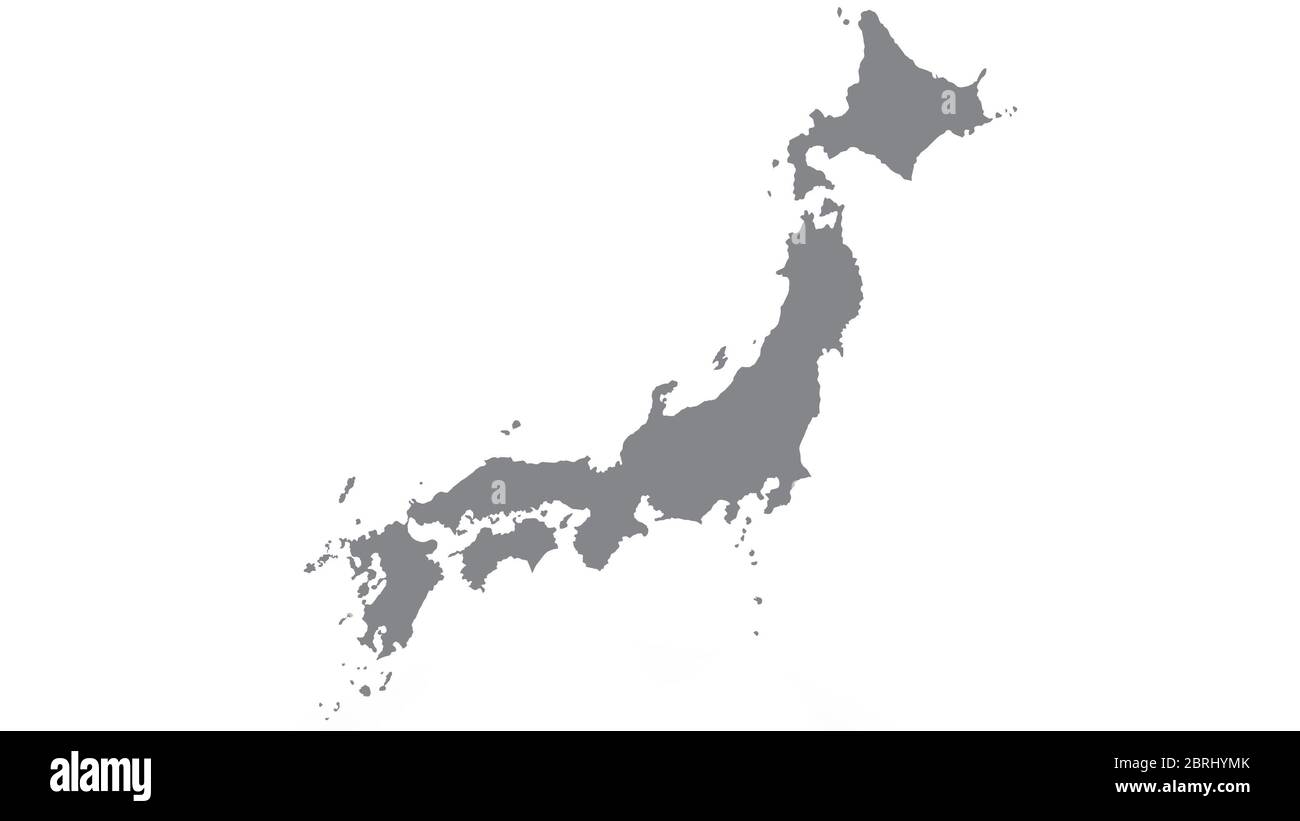 Japan map with gray tone on white background,illustration,textured ...