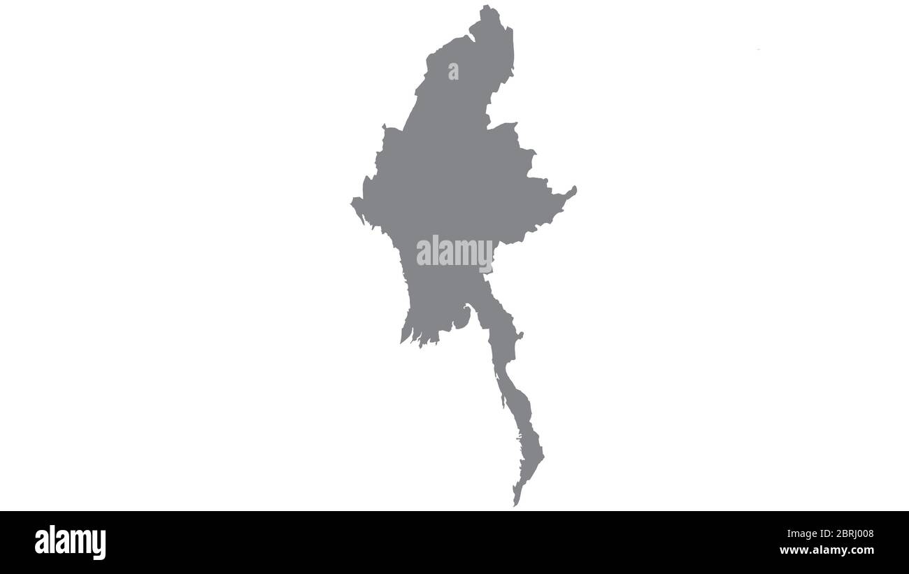 Myanmar map with gray tone on white background,illustration,textured ...