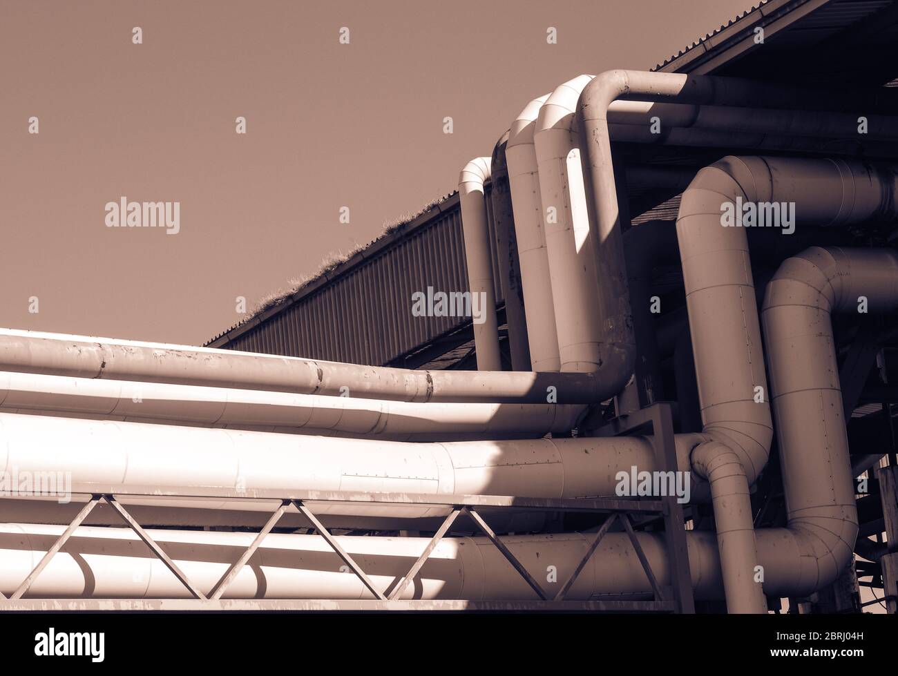 Pipeline and pipe rack of petroleum industrial plant. Offshore Industry ...