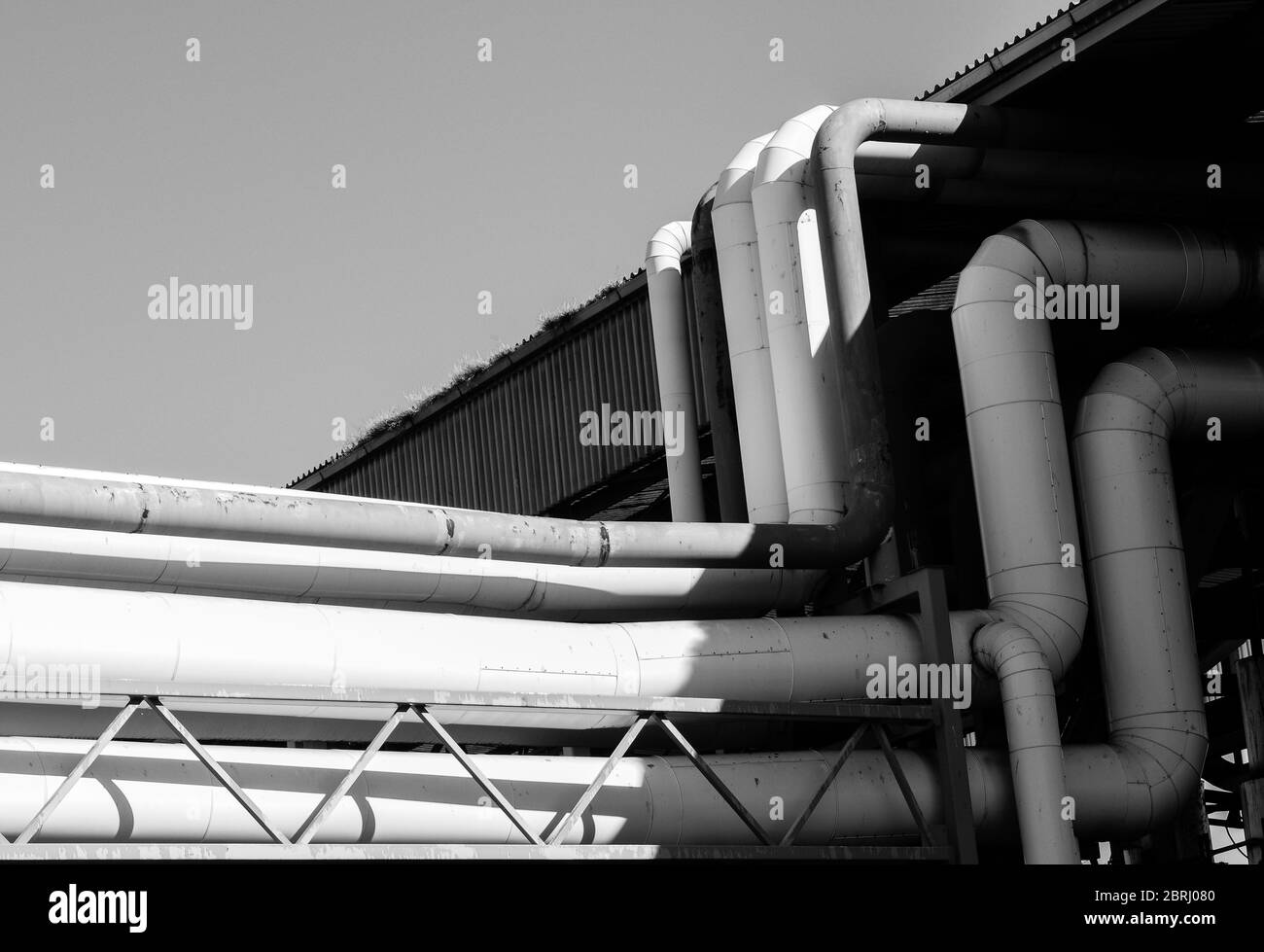 Pipeline and pipe rack of petroleum industrial plant. Offshore Industry ...