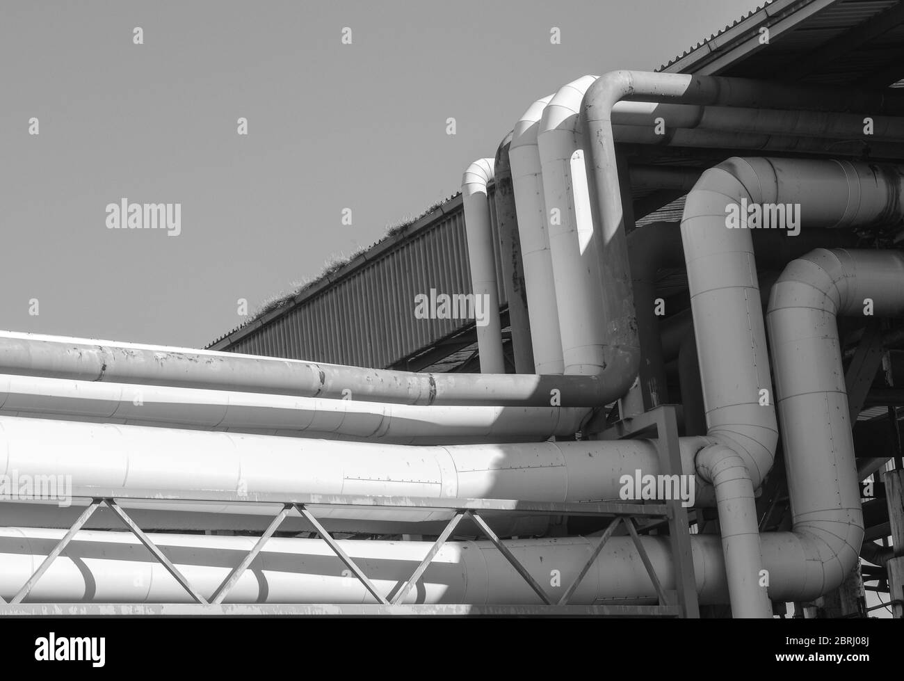 Pipeline and pipe rack of petroleum industrial plant. Offshore Industry ...