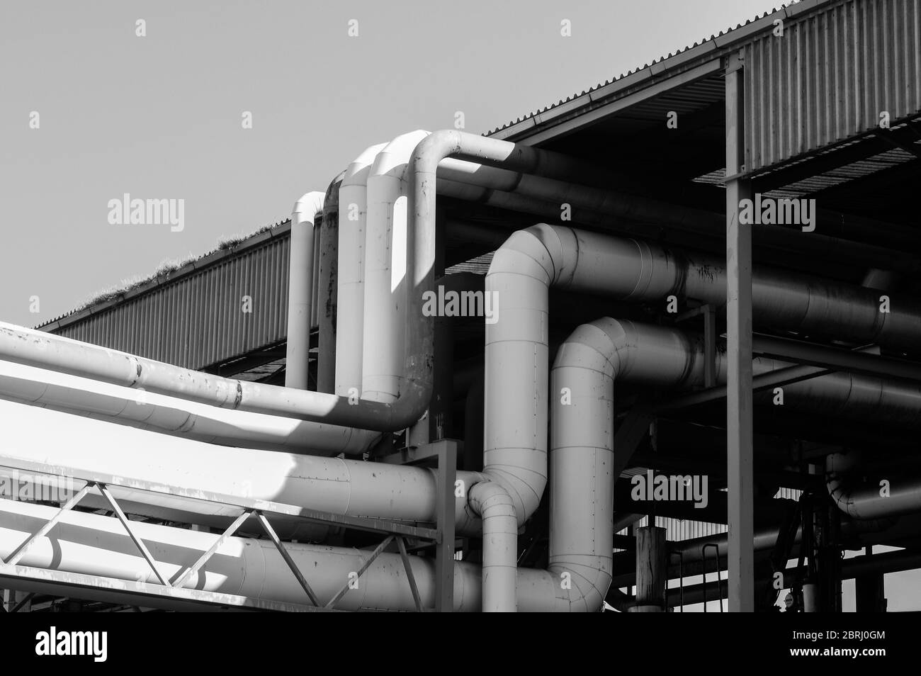 Pipeline and pipe rack of petroleum industrial plant. Offshore Industry ...
