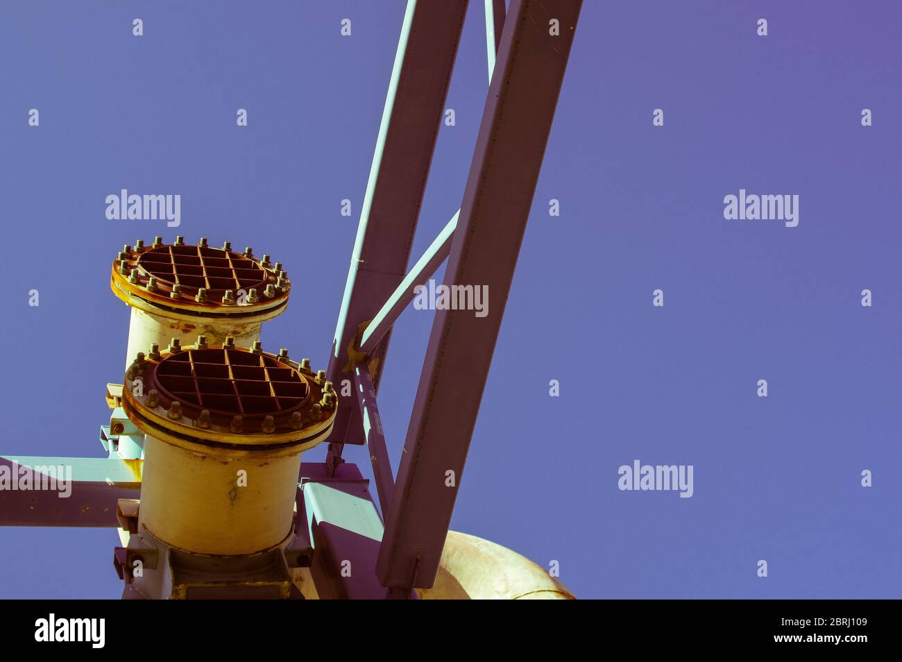 Pipeline and pipe rack of petroleum industrial plant. Offshore Industry ...