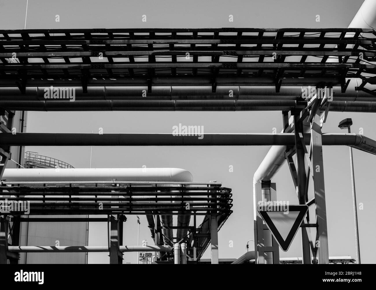 Pipeline and pipe rack of petroleum industrial plant. Offshore Industry ...