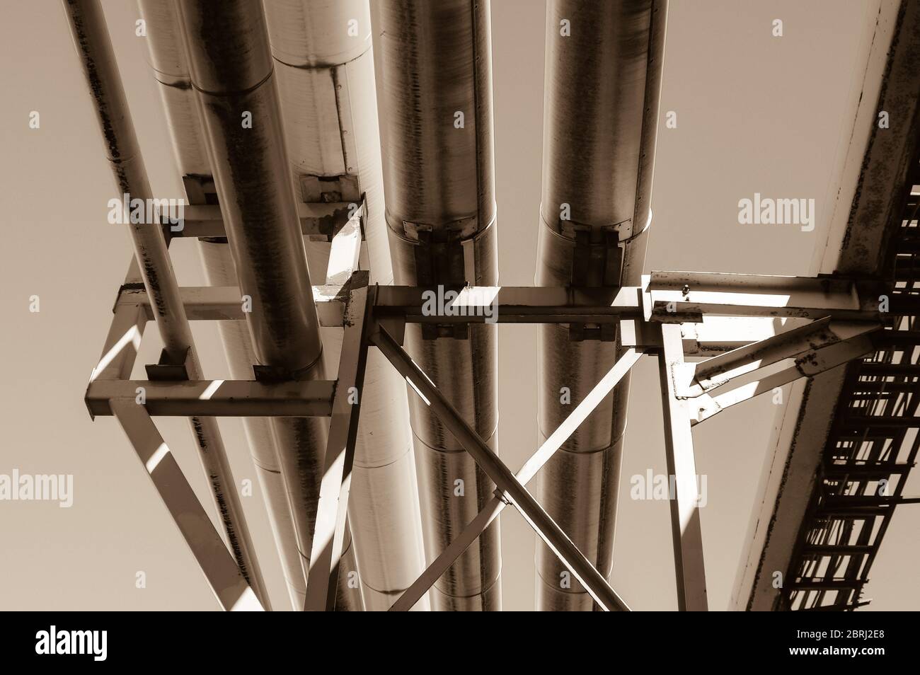 Pipeline and pipe rack of petroleum industrial plant. Offshore Industry ...